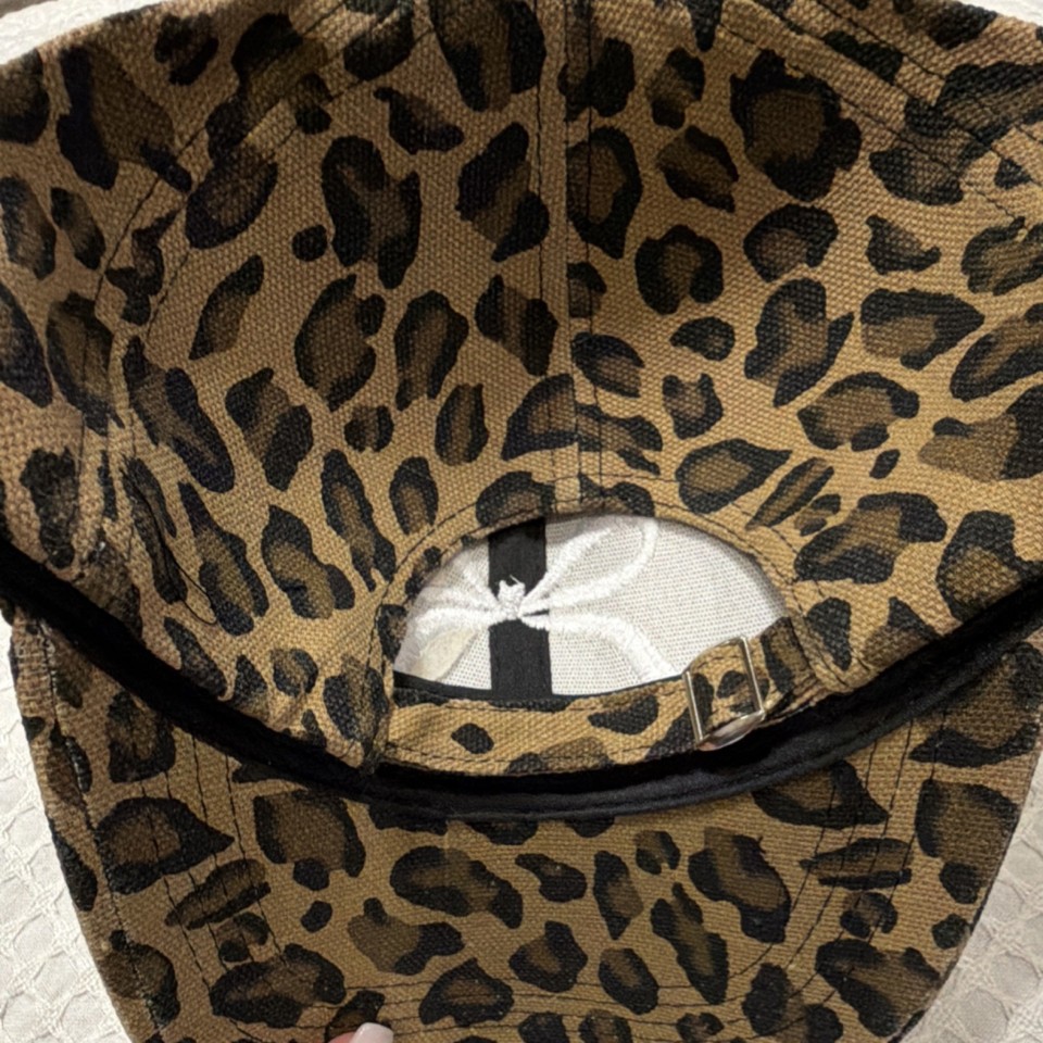 Brown Black Leopard Print Baseball Cap Bow Accent Canvas Adjustable ...