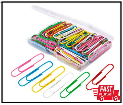 Paper Clips, 100Pcs 2 Inch Large Paperclips, Assorted Colored Coated ...