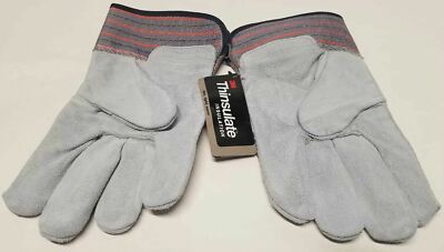 3m Thinsulate Work Gloves. Safety cuff, Leather Palm, 100g. Large Free ...