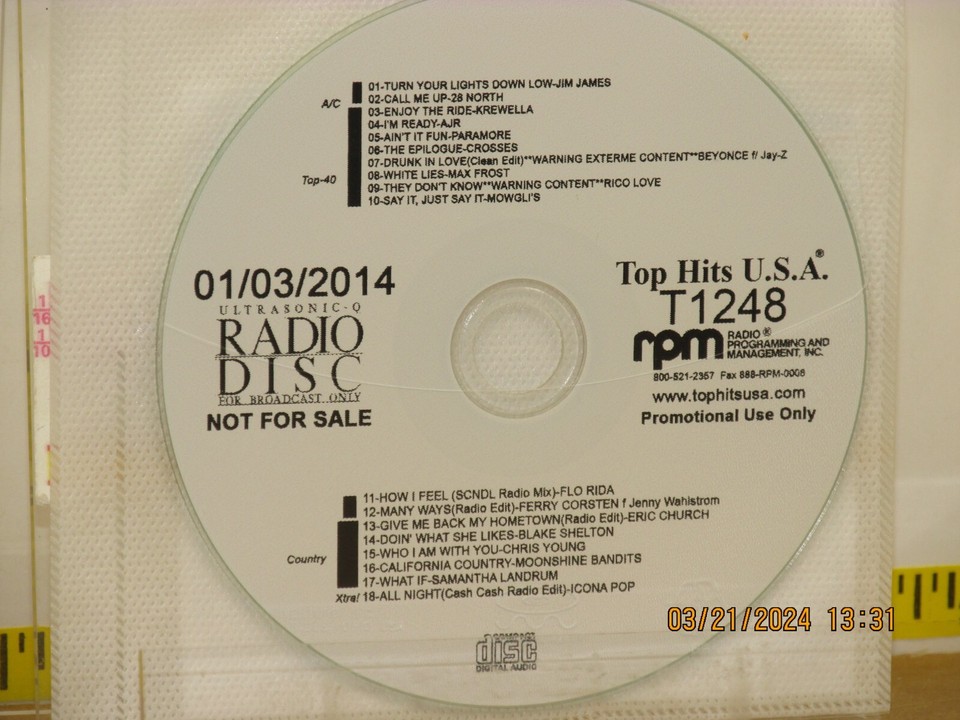 This listing is for the CD Top Hits USA Radio Promo CD T1248 01/03/2014 ...
