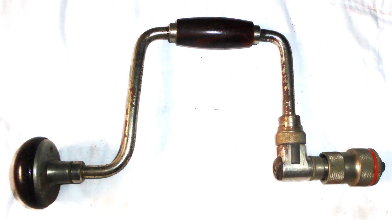 VINTAGE RATCHETING BIT BRACE HAND DRILL WOOD HANDLES | eBay