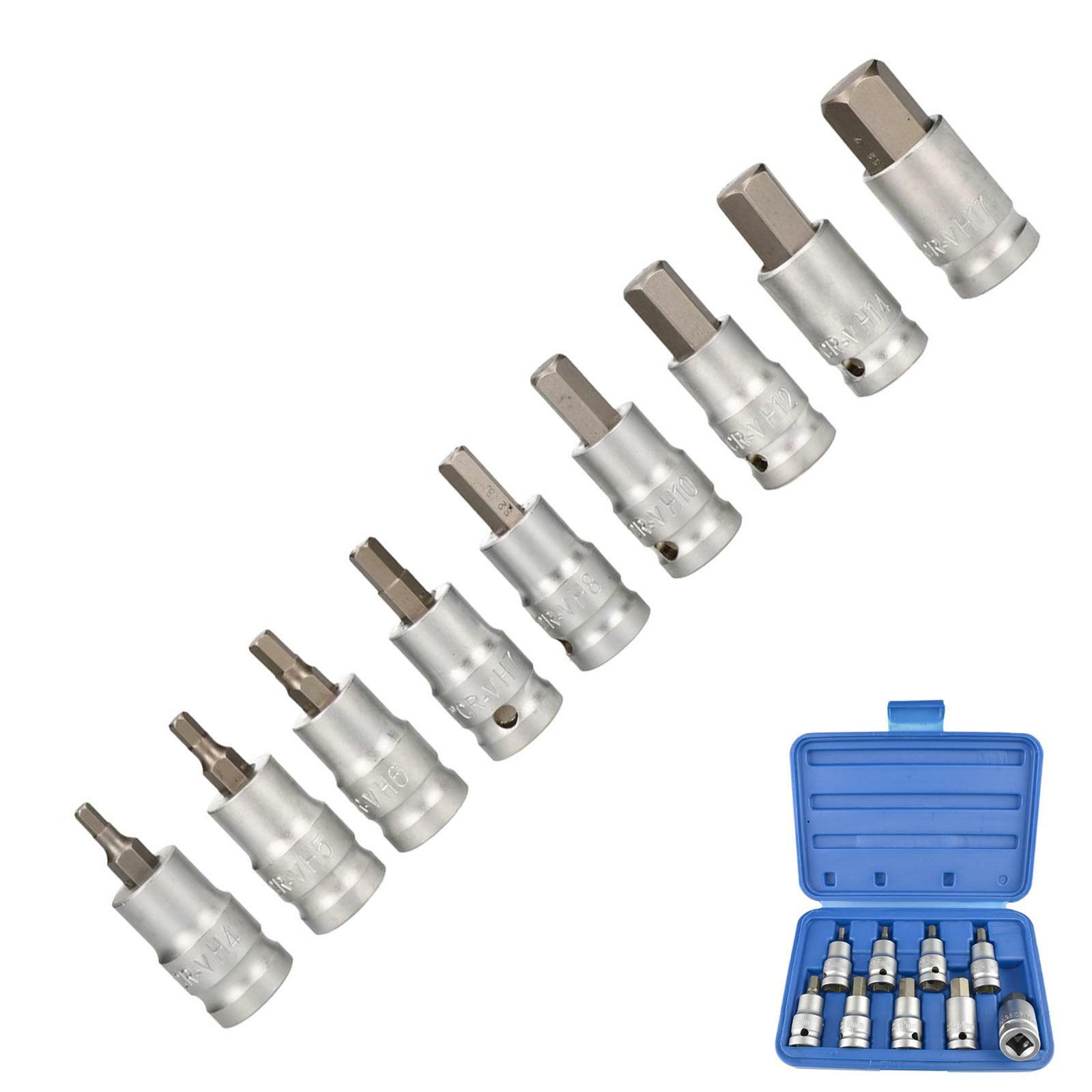 9Pc Drive Allen Key Extra Long 1/2" Drive Impact Hex Socket Set 4mm ...