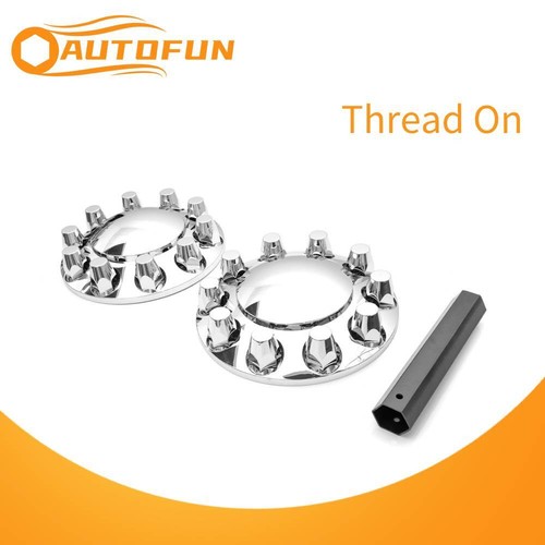 Semi Truck Front 33mm Chrome Axle Wheel Hub Caps Cover W/ Lug Nuts Set ...