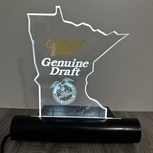 Vintage Miller Genuine Draft Light Up Beer Sign Minnesota Silhouette ...