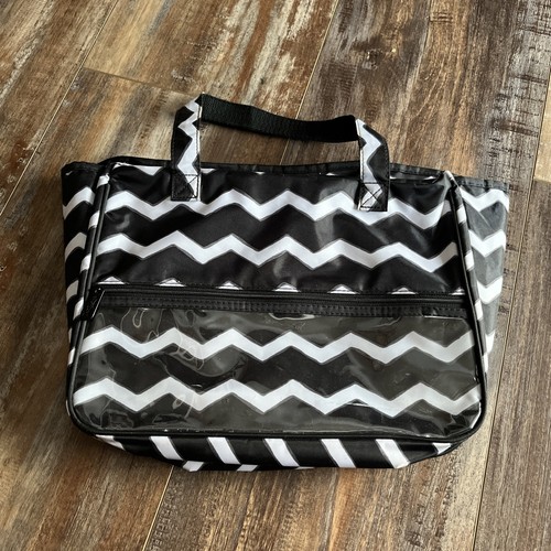 Thirty One All Day Organizing Tote Bag Black White Chevron Medium ...