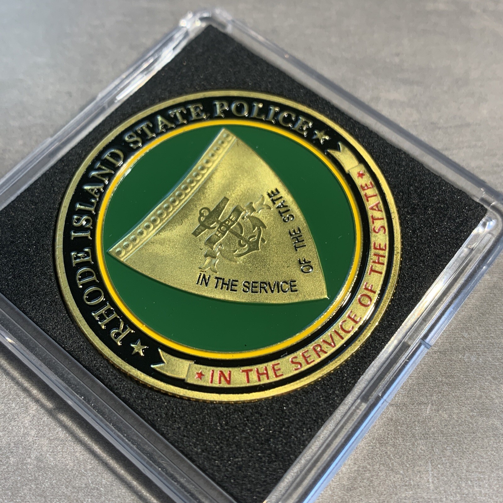 RHODE ISLAND STATE POLICE TROOPER RISP Challenge Coin INCLUDES 2X2 ST ...
