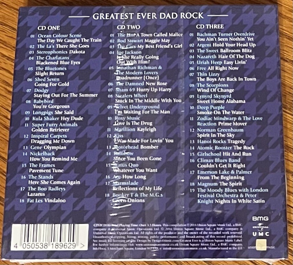 VARIOUS ARTISTS "GREATEST EVER DAD ROCK" BRAND NEW ORIGINAL 2016 UK 3CD ...