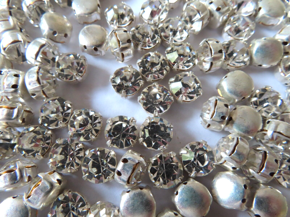 36 Swarovski Vintage Rhinestones 34ss Crystal/Silver Plate 4 hole Sew ...