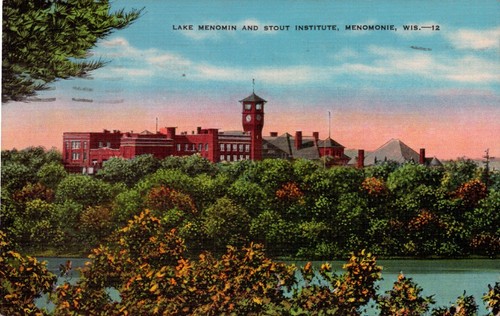 Vintage Postcard Lake Menomin and Stout Institute Menomonie Wisconsin ...