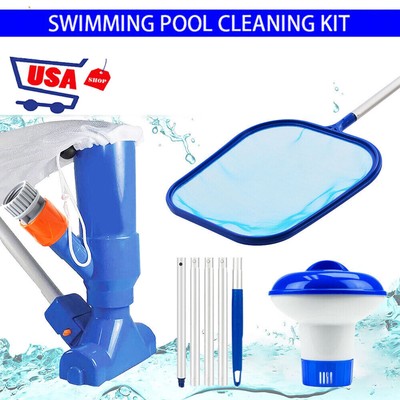 Basic Swimming Pool Cleaning Maintenance Tool Kit w/ Vacuum Net & 5 ...