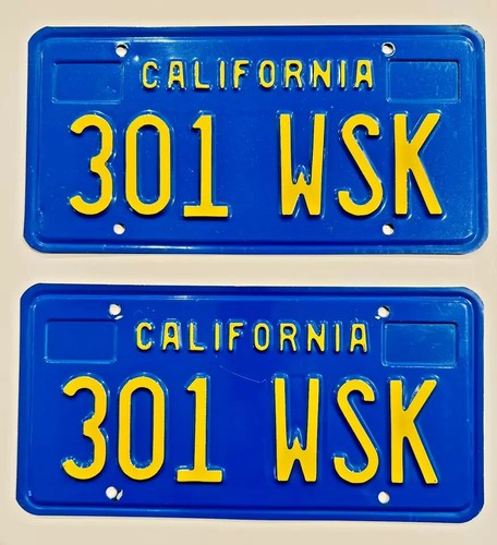 1970's Blue California License plates DMV Clear YOM # 301 WSK | eBay
