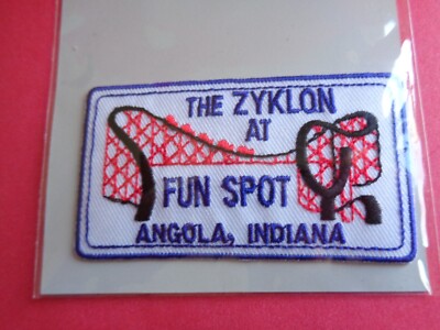 THE ZYKLON AT FUN SPOT- IRON ON PATCH RARE ROLLER COASTER ANGOLA ...