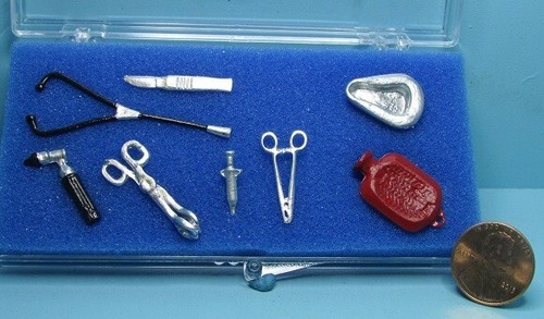 Dollhouse Miniature Doctor Medical Set Stethoscope Shot Scalpel & More ...