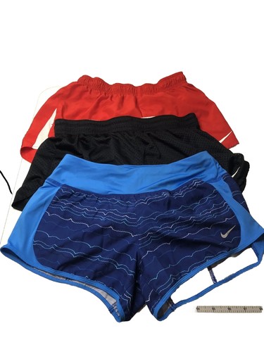 Nike Dri-Fit Ladies Small Running Shorts Lot Of 3 Red Black Blue Built ...