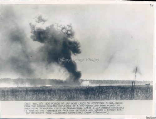 1942 Japanese Bomb Henderson Field Guadalcanal American Defense ...