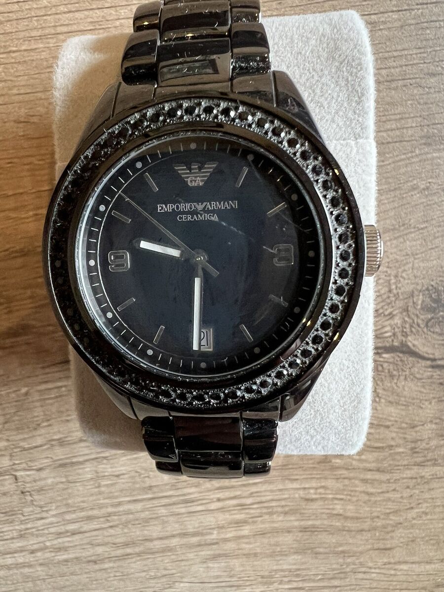 EMPORIO ARMANI BLACK CERAMICA CERAMIC WITH CRYSTALS WATCH EMPORIO ARMANI BLACK CERAMICA CERAMIC WITH CRYSTALS WATCH
