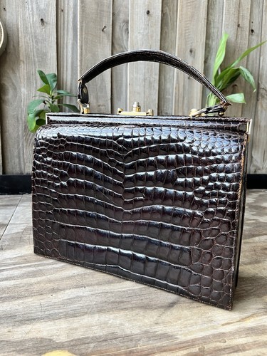 Vintage Alligator Leather Doctor Bag Case Hardware Working Cracked ...