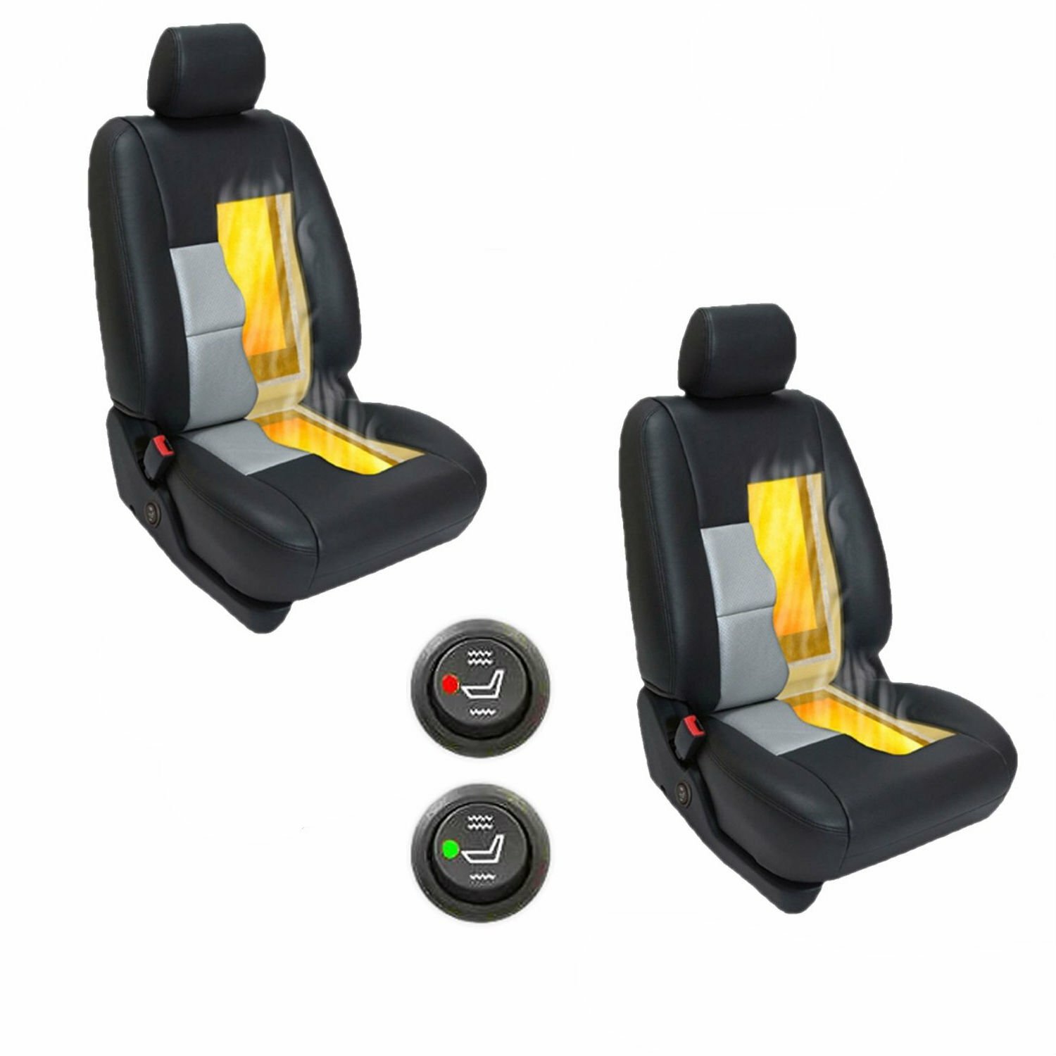 2 Seats Carbon Fiber Universal Heated Seat Heater Kit Car Cushion ...