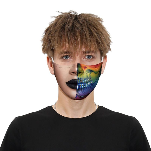 Mundschutz Maske lustiges Motiv bunt Lächeln Grinsen Skull + 2 Filter ...