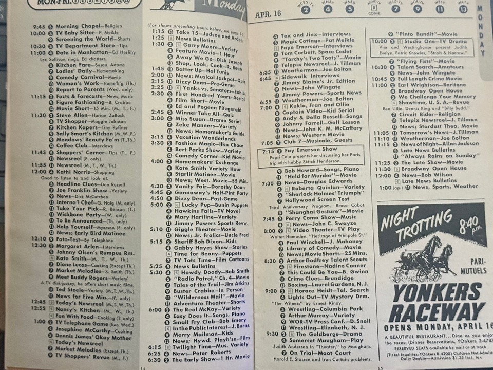 1951 TV GUIDE NYC AREA JOE DIMAGGIO JACKIE ROBINSON GIL HODGES DUROCHER ...