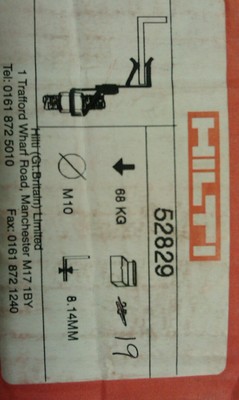 Hilti threaded rod hanger brackets. m10 rod, fits 8 to 14mm. box of 19 ...