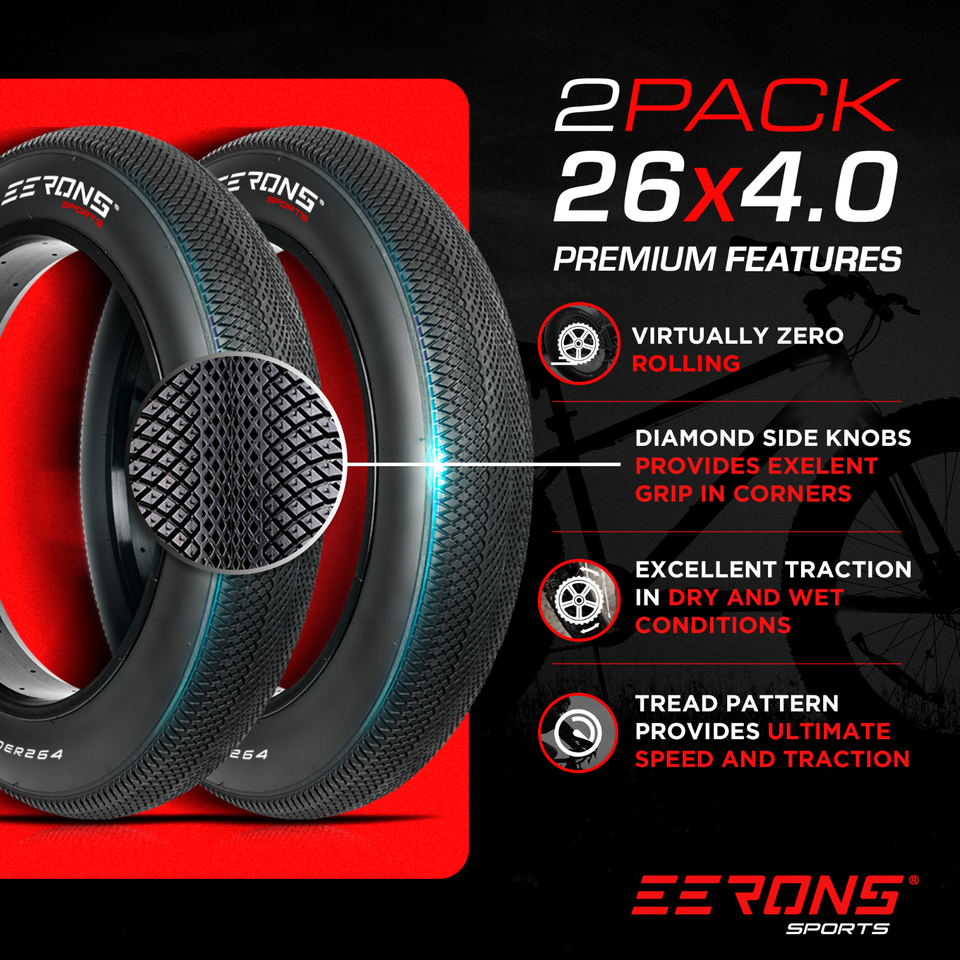 26x4 Fat Tire-E-bike Tire | High-Performance | Electric Bike Tire (2 ...