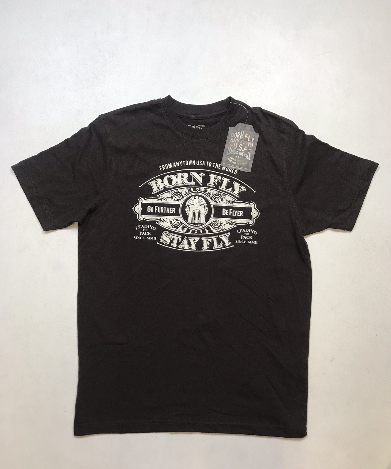 Born Fly Anytown USA Brown Logo Sample T-shirt Size Small New Rare | eBay