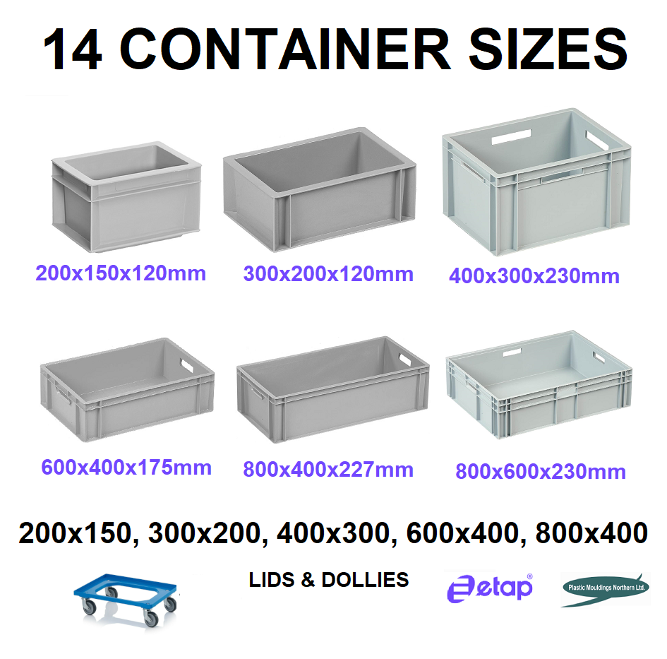 Plastic Boxes Stackable Storage Euro Containers Heavy Duty | 30 SIZES ...