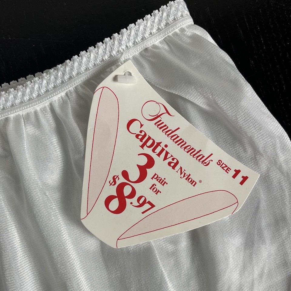 Vintage Sears Fundamentals Size 11 White Nylon Full-Cut Briefs Panties ...