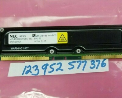 256MB Rambus PC600 600-53 184-pin non-ECC RDRAM RIMM 256MB/16D DUAL ...