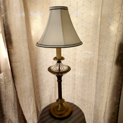 Vintage Mid-Century Alsy Hollywood Regency Brass & Crystal Table Lamp ...