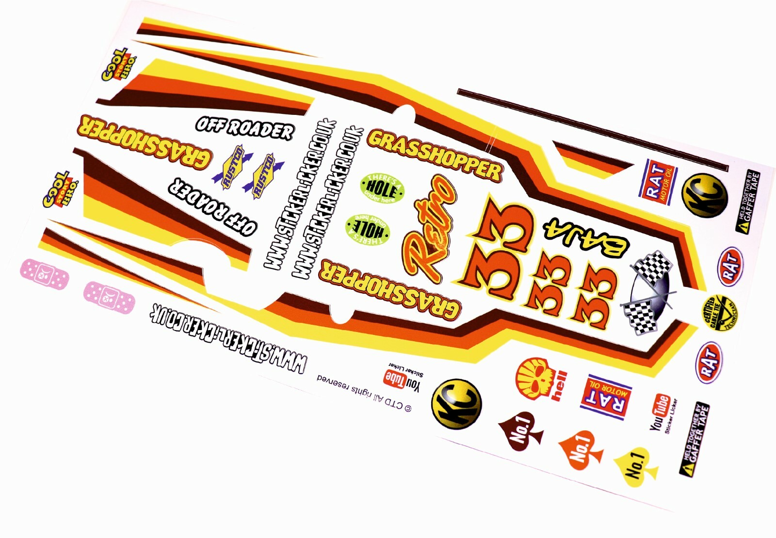 Retro Old School Baja 70s Theme vinyl stickers Fits Tamiya Grasshopper ...