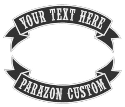 2 PC - Custom Embroidered Top And Bottom Ribbon Rocker Sew on Patch ...