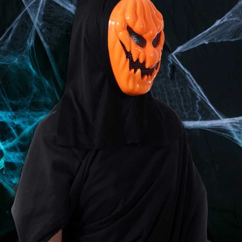Halloween Pumpkin Mask Horror Evil Spirit Mask Tangerine Mask with ...