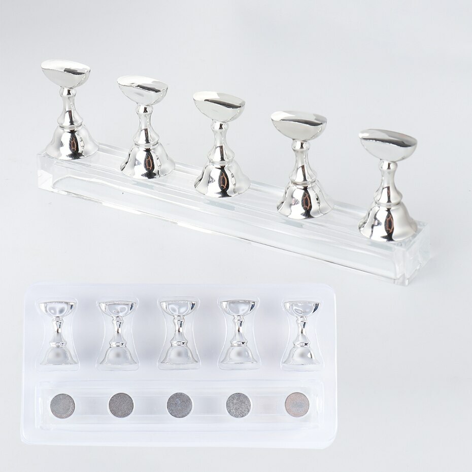 5Pcs Magnetic False Nail Tips Display Stand Holder Set Practice Nail ...