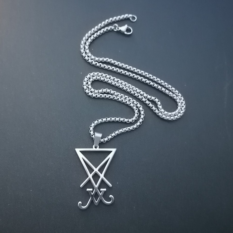Strange Sigil of Lucifer Pendant Necklace Mens Satanic Amulet Stainless ...
