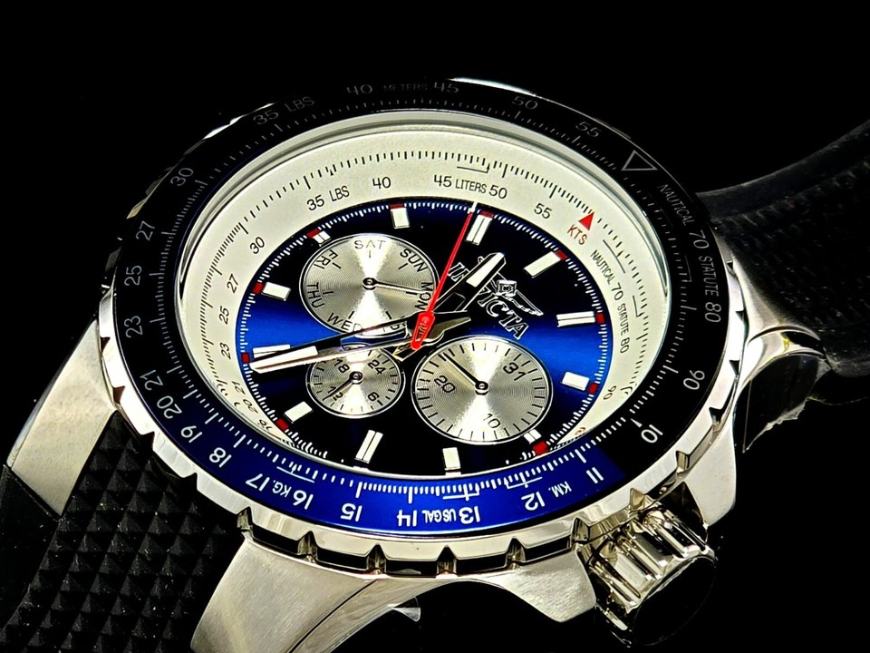 Invicta Aviator 32916 50mm Silver Stainless Steel Case with Black ...