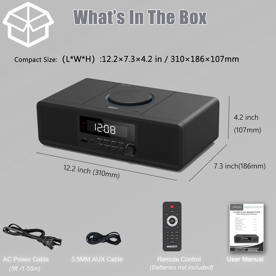 Home Stereo System CD Player,Clear 20W RMS Sound System with FM Radio ...