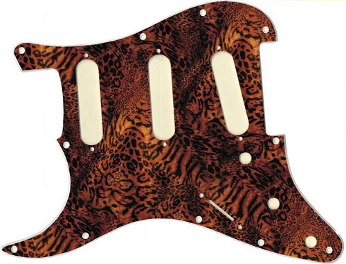 Pickguard Stratocaster LEFT HANDED to fit Fender 11 Hole Leopard Print ...