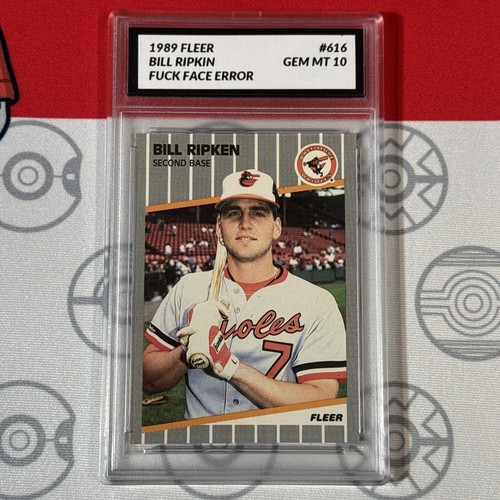 Graded 10 1989 Fleer #616 Bill Ripken ERROR on Bat Mint FCK FACE Error ...