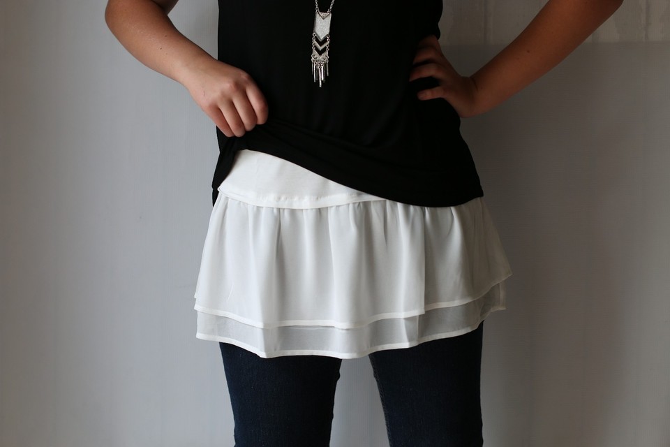 Chiffon Bottom Tank Top Extender | Ruffle, shirt, sweater, blouse ...