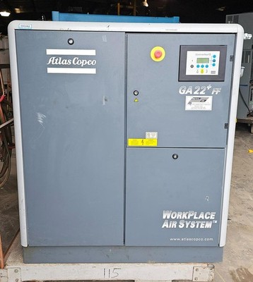 30 Hp Atlas Copco GA22+FF Rotary Screw Air Compressor & Oil/Water ...