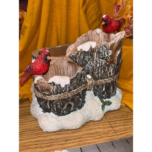 Winter Cardinal Bird Fountain Water Feature with Snow Accents | eBay