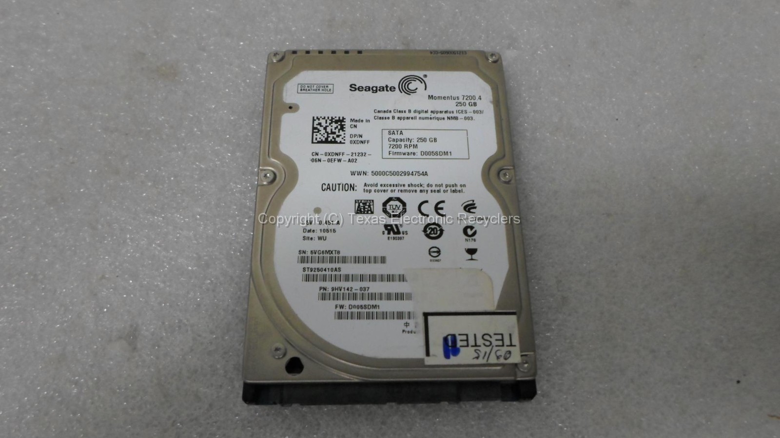 Seagate Dell ST9250410AS 9HV142-037 0XDNFF XDNFF 250GB 7200 RPM SATA ...