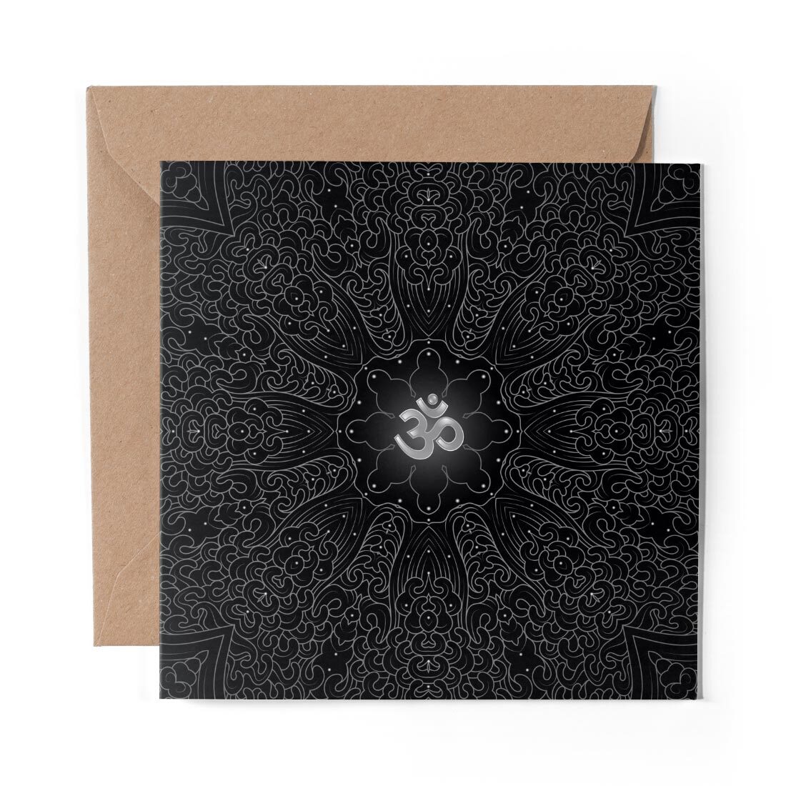 1 x Blank Greeting Card BW - Black Neon Ohm Symbol Mandala #36819 | eBay