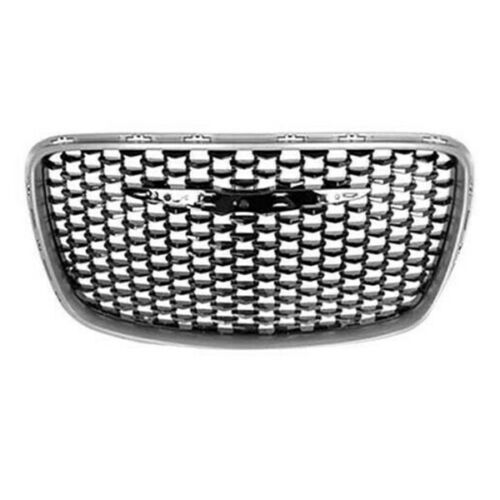 New Grille For 2015-21 Chrysler 300 Silver Gray Shell Gloss Black ...