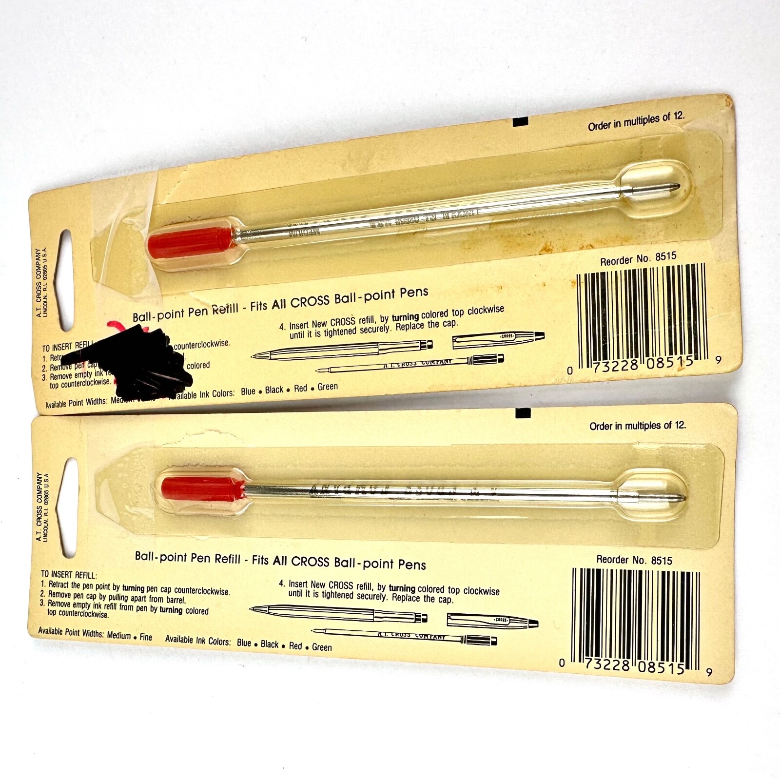 (2) Cross Ball Point Pen Refills Red Medium Point 8515 New in Package ...