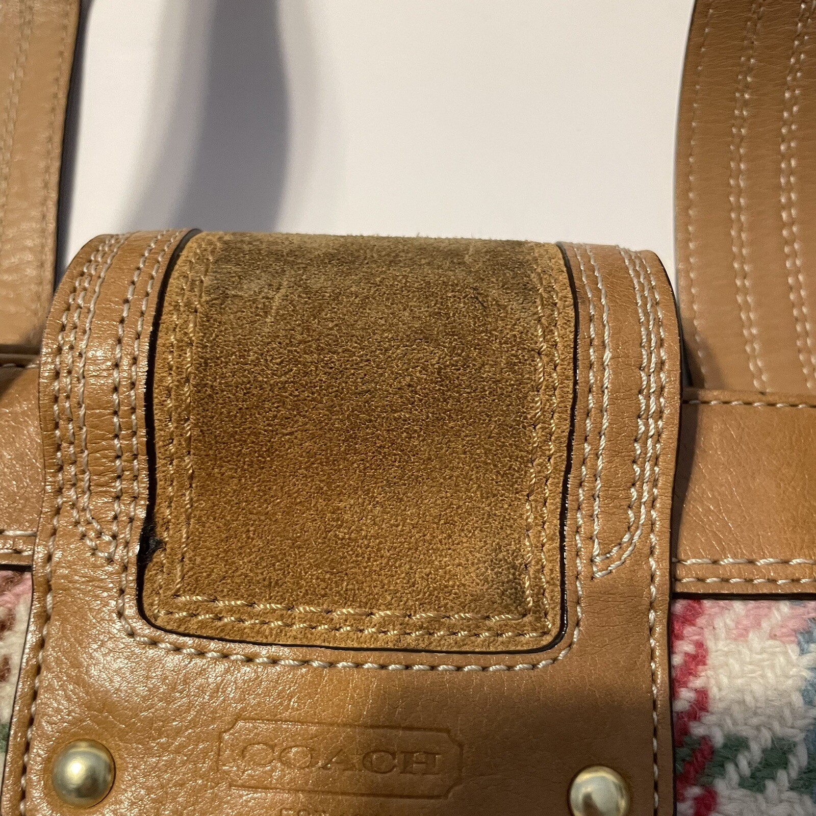 COACH Hamptons Tattersall Wool Tweed Plaid Handbag Purse Satchel E0971 ...