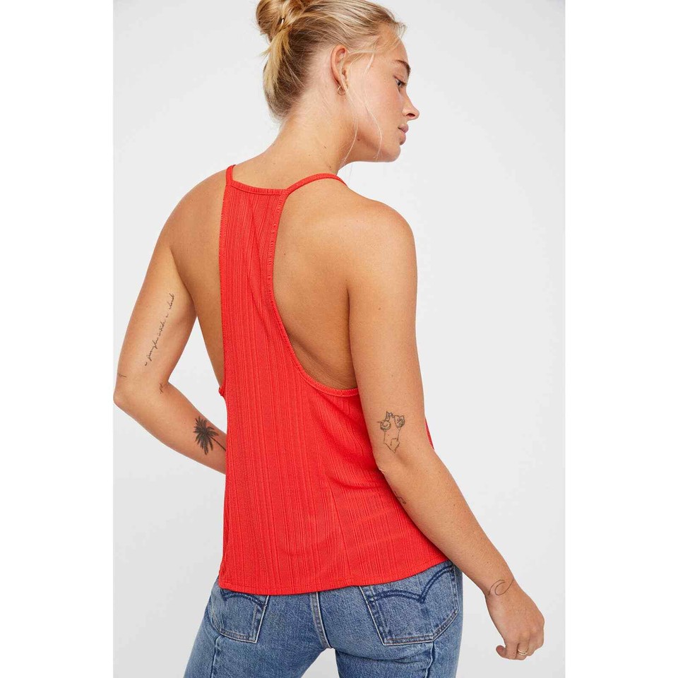 Intimately by Free People- Orange ribbed racerback flowy camisole | eBay