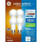 GE Color Select LED Light Bulbs 75 Watt A19 Bulbs Medium Base 4pk | eBay